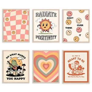 jake meets kate preppy room decor aesthetic, retro posters, wall decor for teen girls bedroom, inspirational prints, positive quotes, apartment, dorm, indie that girl, unframed, pack of 6, 8×10 inches