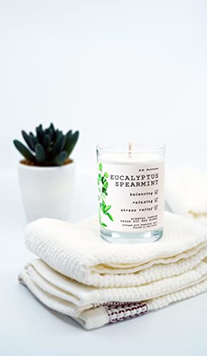 Leoben Company | B.B. Wellness | Hand Poured Soy Wax | Made in Small Batches | 40 Hours | Infused with Natural Essential Oils | Vegan | Phthalate-Free (Eucalyptus Spearmint)