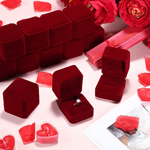 BBTO 36 Pieces Velvet Ring Box for Wedding Ceremony Engagement Ring Box Gift Wedding Ring Box Jewelry Boxes Display Box for Proposal Ring Case for Wedding Engagement Birthday Anniversary(Red)