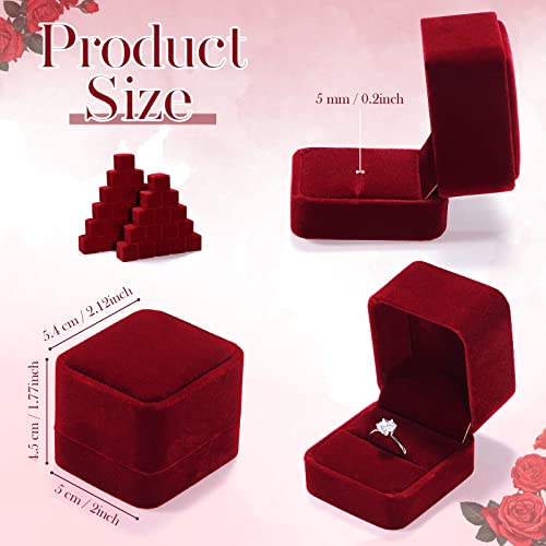 BBTO 36 Pieces Velvet Ring Box for Wedding Ceremony Engagement Ring Box Gift Wedding Ring Box Jewelry Boxes Display Box for Proposal Ring Case for Wedding Engagement Birthday Anniversary(Red)