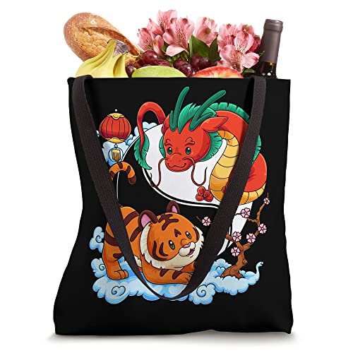 Yin Yang Dragon Tiger Chinese Martial Arts Symbol Asian Tote Bag