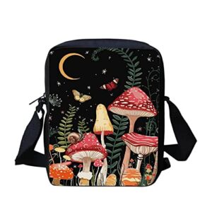 wellflyhom mushroom crossbody bag cell phone purse for women girls moon star butterfly shoulder handbag messenger bags small tote for school travel organizer satchel stuff sack