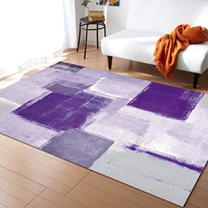 elegant gradient purple farmhouse abstract oil paint modern art area rug 3’x5′,outdoor indoor small carpet runner for kids teen girls boys bedroom,living room,bathroom,classroom,washable area+rug