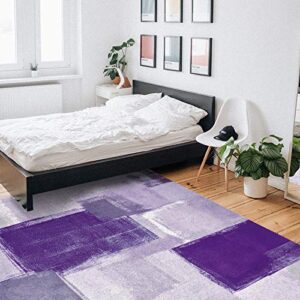 Elegant Gradient Purple Farmhouse Abstract Oil Paint Modern Art Area Rug 3'x5',Outdoor Indoor Small Carpet Runner for Kids Teen Girls Boys Bedroom,Living Room,Bathroom,Classroom,Washable Area+Rug