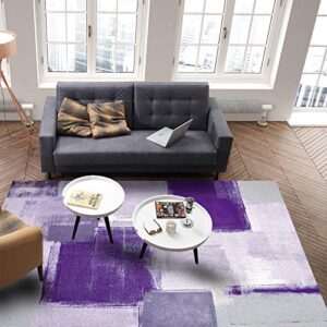 Elegant Gradient Purple Farmhouse Abstract Oil Paint Modern Art Area Rug 3'x5',Outdoor Indoor Small Carpet Runner for Kids Teen Girls Boys Bedroom,Living Room,Bathroom,Classroom,Washable Area+Rug