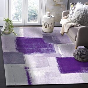 Elegant Gradient Purple Farmhouse Abstract Oil Paint Modern Art Area Rug 3'x5',Outdoor Indoor Small Carpet Runner for Kids Teen Girls Boys Bedroom,Living Room,Bathroom,Classroom,Washable Area+Rug