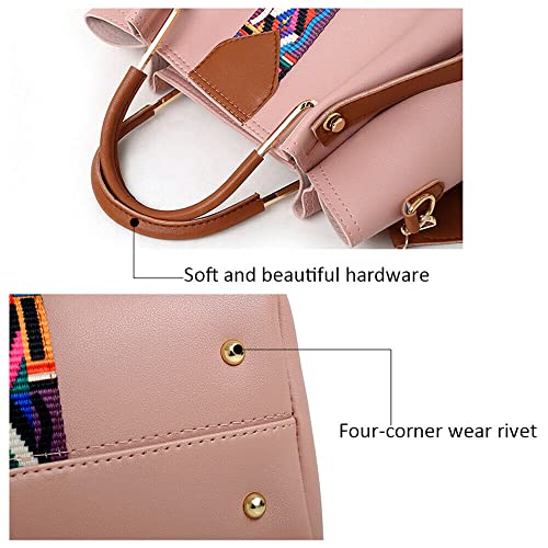 Women Fashion Handbags Wallet Tote Bag Shoulder Bag Top Handle Synthetic Leather Satchel Purse Set of 4 (Green)