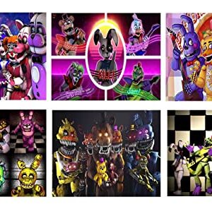 Jinelle 6pcs/set Unframed Wall Poster Inspired Five Nights at Freddys Canvas Poster 8"X10" for Home Decor Party Favors Supplies