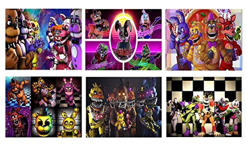 Jinelle 6pcs/set Unframed Wall Poster Inspired Five Nights at Freddys Canvas Poster 8"X10" for Home Decor Party Favors Supplies