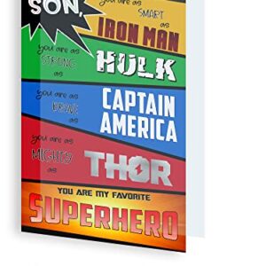 Son, You Are My Favorite Superhero - Artistic Typography Poster, Motivational Inspirational Quote Wall Art Print Great Decor for Kids Childs Bedroom Nursery Decor 16x24 Inch (Unframed)