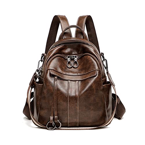 Backpack Purse for Women Medium Size Leather Backpack Fashion Shoulder Bags Rucksack (Small, Dark Brown)