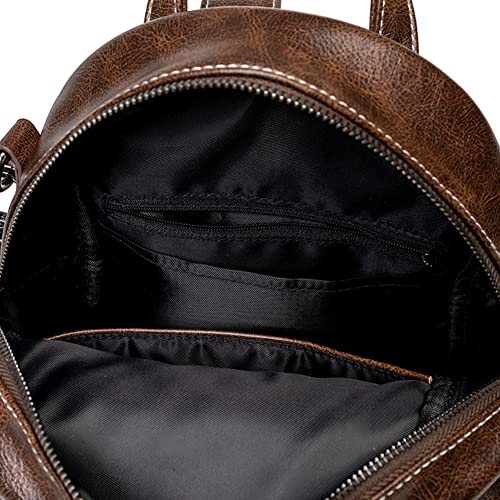 Backpack Purse for Women Medium Size Leather Backpack Fashion Shoulder Bags Rucksack (Small, Dark Brown)