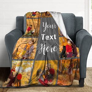 Artsadd Custom Blanket Personalized Blanket with Photos Text Gift on Birthday Christmas Customized Picture Throw Blanket for Adult Men Women