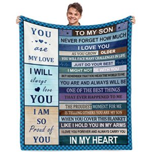 son gifts from mom – son gifts blanket 50″ x 60″ – birthday gifts for son – to my son blanket from mom – son graduation gifts ultra-soft warm flannel throw blanket for bed sofa