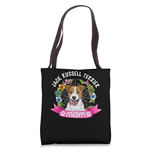 Cute Jack Russell Terrier Dog Mom Flower Puppy Dogs Lover Tote Bag