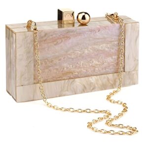 rkrouco multicolor acrylic clutch purse women evening handbag perspex crossbody bag-apricot