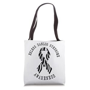 ehlers danlos syndrome awareness eds zibra ribbon rainbow tote bag