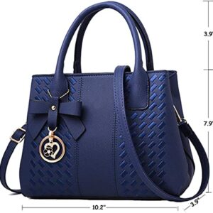 S.G Purses and Handbags for Women Fashion Ladies PU Leather Top Handle Satchel Shoulder Tote Bags (BLUE)