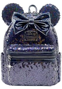 loungefly x lasr exclusive disney celestial dreams black holographic sequin minnie mini backpack – fashion cosplay disneybound cute backpacks