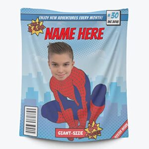 custom blanket with personalized photo and name superhero fleece blankets (spider2, 30×40 fleece)