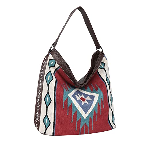 Montana West Aztec Collection Wide Hobo Bag Western Shoulder Purse for Women MBB-MW1073G-918CF