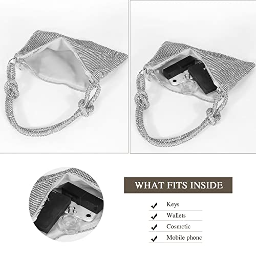 UBORSE Women Evening Clutch Bags Elegant Crystal Wedding Purse Sparkly Diamond Glitter Bag Fashion Rhinestone Purse Cocktail Party Bridal Prom Handbag for Women (Silver)