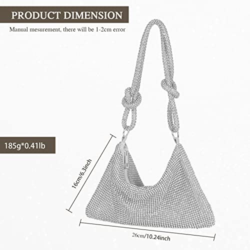 UBORSE Women Evening Clutch Bags Elegant Crystal Wedding Purse Sparkly Diamond Glitter Bag Fashion Rhinestone Purse Cocktail Party Bridal Prom Handbag for Women (Silver)