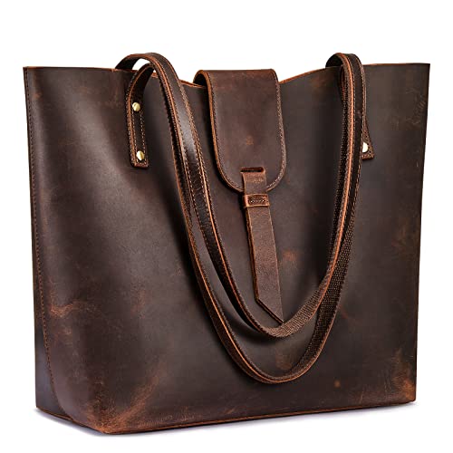 S-ZONE Genuine Leather Tote Bag for Women with Purse Organizer Large Shoulder Handbags Work