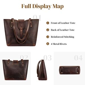 S-ZONE Genuine Leather Tote Bag for Women with Purse Organizer Large Shoulder Handbags Work