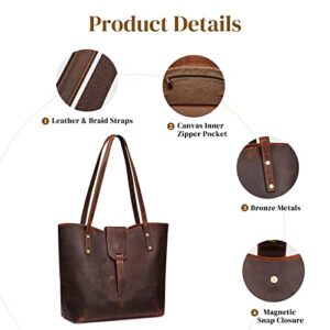 S-ZONE Genuine Leather Tote Bag for Women with Purse Organizer Large Shoulder Handbags Work