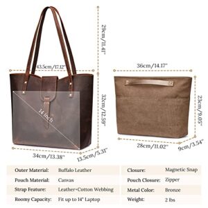 S-ZONE Genuine Leather Tote Bag for Women with Purse Organizer Large Shoulder Handbags Work