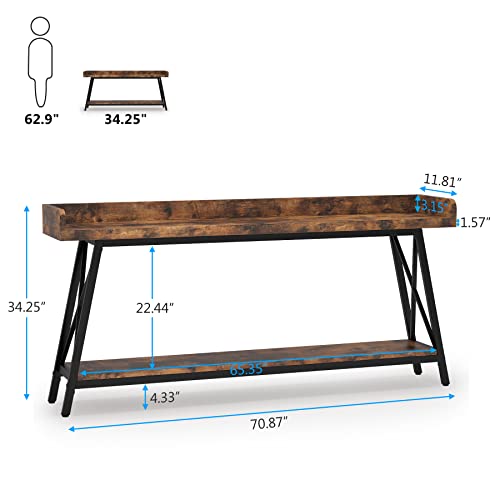 Tribesigns 70.9 inch Extra Long Console Table Behind Couch, Rustic Industrial Sofa Table for Living Room, Narrow Entryway Hallway Long Bar Table