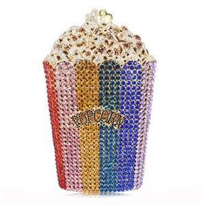 djbm luxury women popcorn rhinestone clutch evening bag crystal clutch purses diamond clutch for women evening party, multicoloured