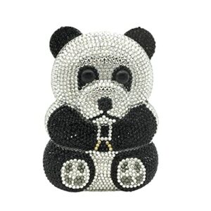 djbm women panda rhinestone clutch evening bag crystal clutch purses diamond clutch for women evening party, black