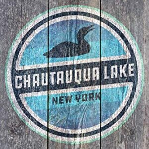 Chautauqua Lake, New York, Rustic Loon, Contour (Canvas Deluxe Tote Bag, Faux Leather Handles & Zip Pocket)