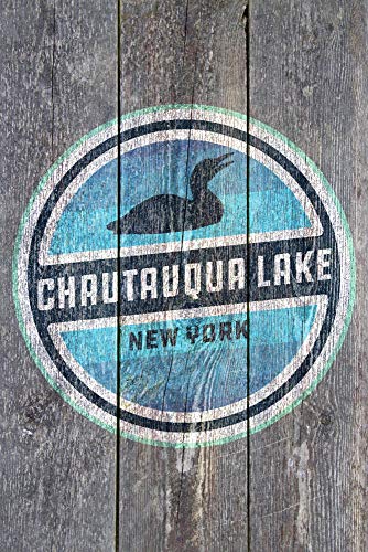 Chautauqua Lake, New York, Rustic Loon, Contour (Canvas Deluxe Tote Bag, Faux Leather Handles & Zip Pocket)