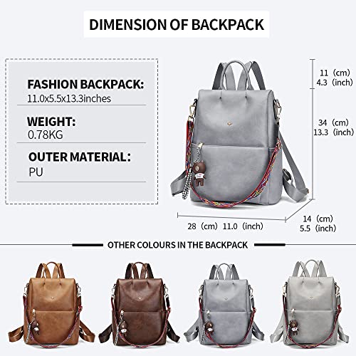 CORALDAISY Backpack Purse for Women Leather Antitheft Backpack Convertible Shoulder Bag Fashion Travel Back Pack Purse Women Small Size