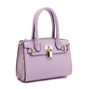 evve women’s evening bag party clutches mini satchel purses cocktail prom handbags with chain and lock | lavender