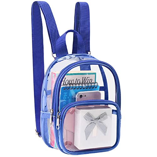 Mossio Clear Mini Bookbag, PVC Backpack with Adjustable Strap for Concert Work Sports Games School Venues Blue