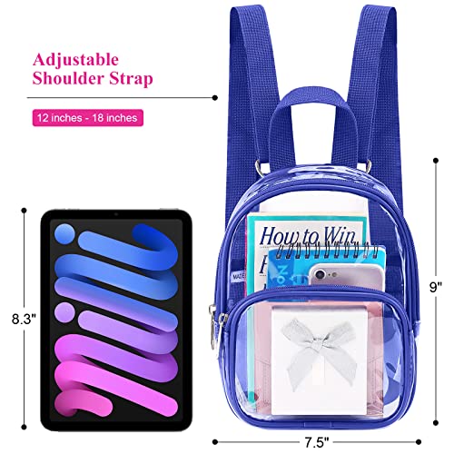 Mossio Clear Mini Bookbag, PVC Backpack with Adjustable Strap for Concert Work Sports Games School Venues Blue