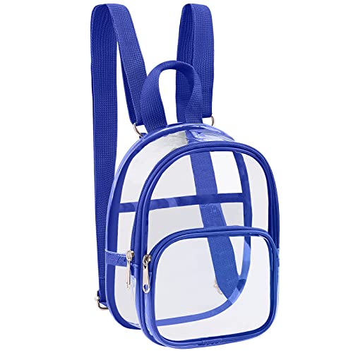 Mossio Clear Mini Bookbag, PVC Backpack with Adjustable Strap for Concert Work Sports Games School Venues Blue