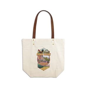 arroyo grande, california, town montage, contour (canvas deluxe tote bag, faux leather handles & zip pocket)