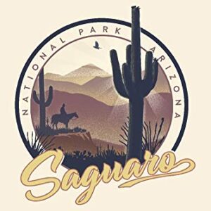 Saguaro National Park, Arizona, Lithograph, Contour (Canvas Deluxe Tote Bag, Faux Leather Handles & Zip Pocket)