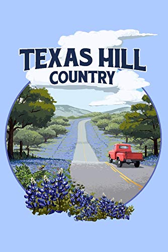 Texas Hill Country, Texas, Bluebonnets and Highway, Contour (Canvas Deluxe Tote Bag, Faux Leather Handles & Zip Pocket)