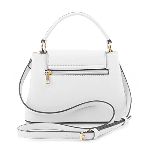 EVVE Women's Small Satchel Bag Classic Top Handle Purses Fashion Crossbody Handbags with Shoulder Strap | WHITE