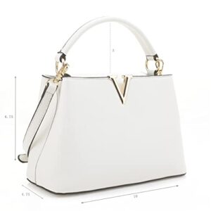 EVVE Women's Small Satchel Bag Classic Top Handle Purses Fashion Crossbody Handbags with Shoulder Strap | WHITE