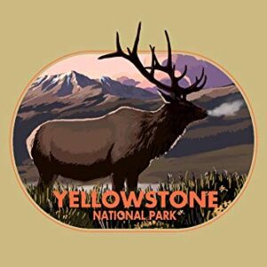 Yellowstone National Park, Wyoming, Elk and Sunset, Contour (Canvas Deluxe Tote Bag, Faux Leather Handles & Zip Pocket)