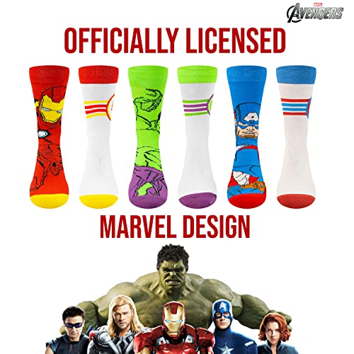 Marvel Legends Socks for Boys & Men, 6-Pack Socks for Men & Boys Socks, Men's Athletic Socks, Athletic Socks for Boys