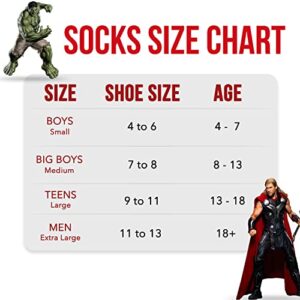 Marvel Legends Socks for Boys & Men, 6-Pack Socks for Men & Boys Socks, Men's Athletic Socks, Athletic Socks for Boys