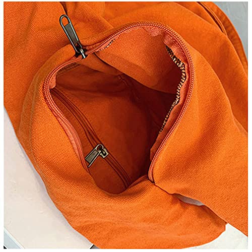 Hobo Purses for Women Canvas Tote Shoulder Bags Fairy Grunge Accessories Y2k Aesthetic Hippie Bag (Orange)